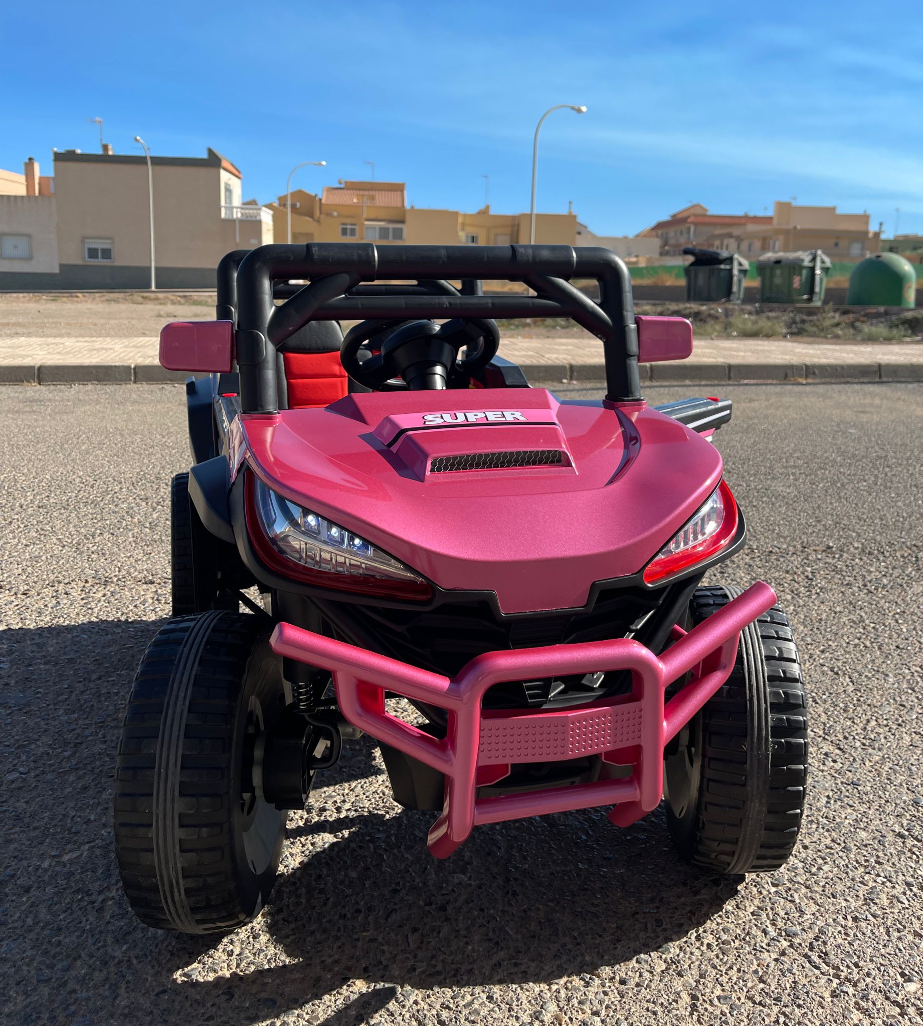 BUGGY LITTLE INDALBUGGY 12V, ROSA METÁLICO, MANDO RC, ASIENTO CUERO ...