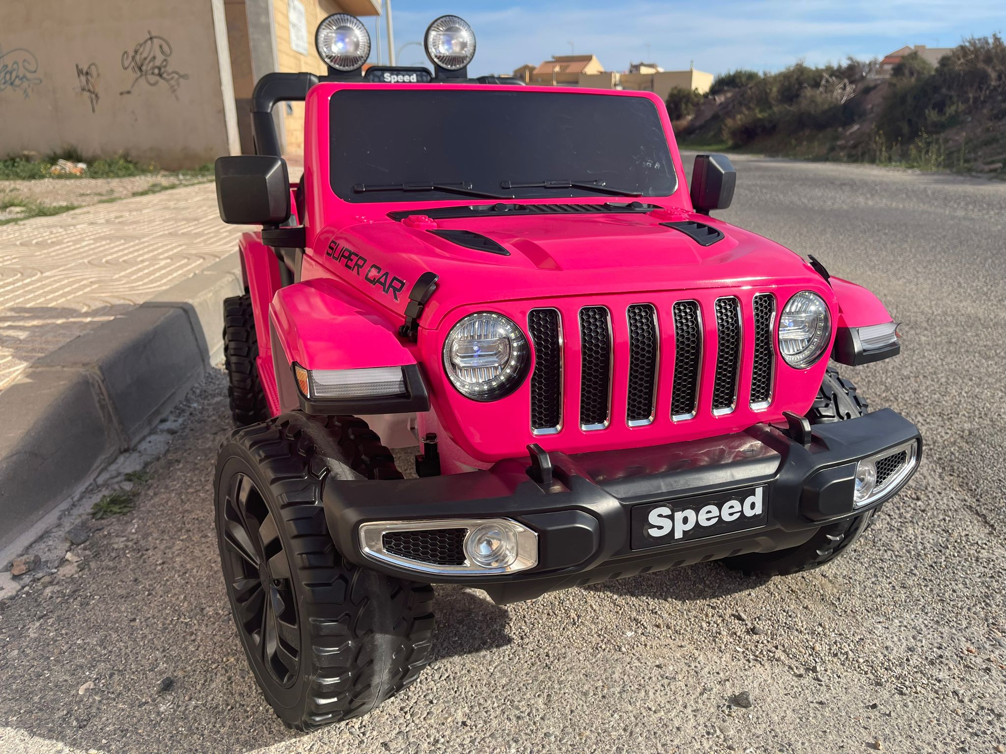 Coche TODOTERRENO JEEP RUBICÓN Style 12V ROSA, Mando RC, PLAZA Y MEDIA ...