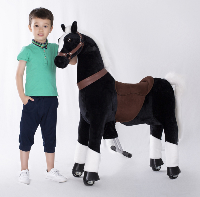 Caballito para niños "Napoleón" negro, blanco fuego y pezuña blanca ...