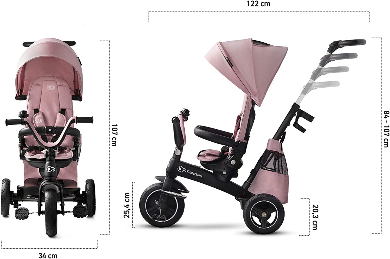 Triciclo Evolutivo EASYTWIST Kinderkraft, Asiento Giratorio 360 Grados ...