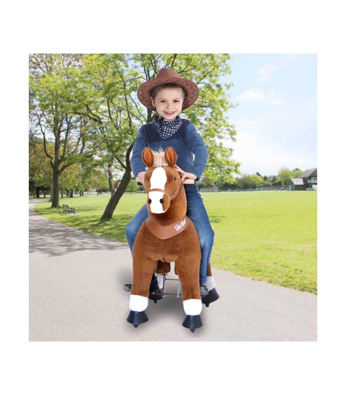 PONYCYCLE CABALLO MARRON CLARO CON SONIDOS Y CON RUEDAS PARA NIÑOS DE ...